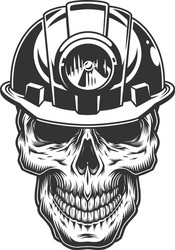 Skull in the miner helmet Royalty Free Vector Image