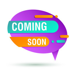 Coming soon cyan and purple banner design Vector Image