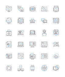 Information line icons collection data Royalty Free Vector