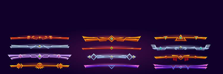 Golden fantasy game border ui button frame design Vector Image