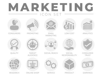 Colorful round marketing icon set consumers Vector Image