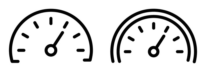 Performance indicator icon set fast speedometer Vector Image