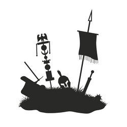 Ancient battlefield landscape isolated silhouette Vector Image