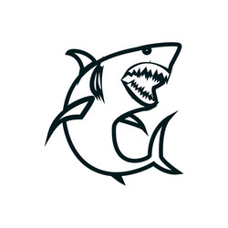 Shark line art simple outline design Royalty Free Vector