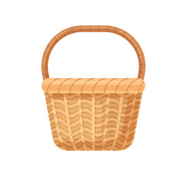 Empty straw basket with two handles realistic Vector Image