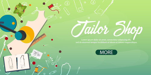 Tailor and seamstress banner sewing kit Royalty Free Vector