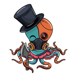 Cartoon police cyborg octopus character with Vector Image