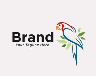 Bird lines art colorful parakeet logo symbol Vector Image
