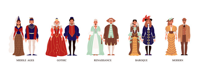 History of fashion costume design concept Vector Image