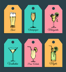 Alcoholic drinks cards template badges Royalty Free Vector