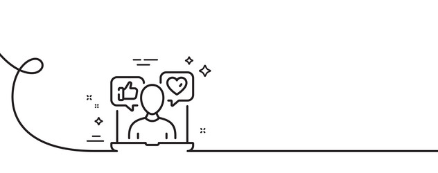 Social media line icon influence sign continuous Vector Image