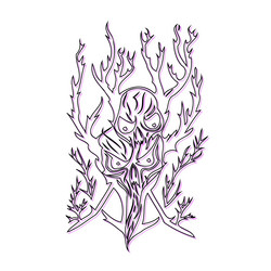 Wendigo halloween sketch outline shadow purple Vector Image