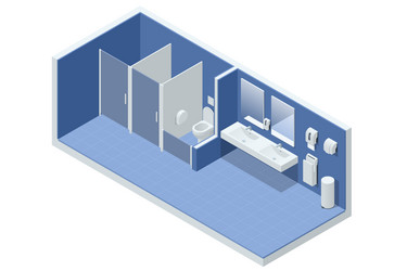 Isometric clean public restroom interior restroom Vector Image