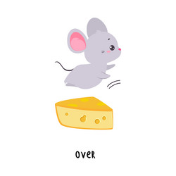 Little mouse walking around cheese as english Vector Image
