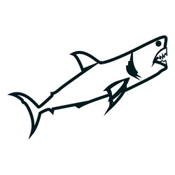 Shark line art simple outline design Royalty Free Vector