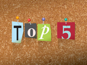 Top 5 neon text five sign design Royalty Free Vector Image