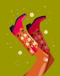 Woman legs with cowboy boots Royalty Free Vector Image