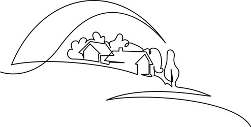 Mountain landscape drawn in one line continuous Vector Image