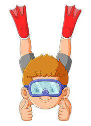 Cartoon boy diving in the sea Royalty Free Vector Image