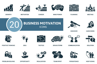 Brainpower icon set monochrome simple Royalty Free Vector