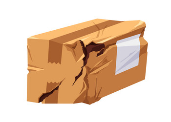 Damaged cardboard box crumpled crinkled carton Vector Image
