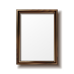 Wooden rectangular photo frame with shadow Vector Image
