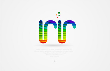 Rainbow color colored colorful alphabet letter r Vector Image
