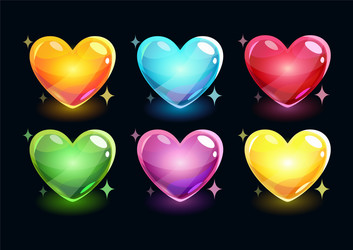 Colorful cartoon slime hearts icons Royalty Free Vector