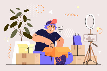 Hand drawn unboxing Royalty Free Vector Image - VectorStock