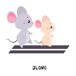 Little mouse walking up staircase as english Vector Image