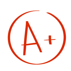 A plus red grade mark school test Royalty Free Vector Image