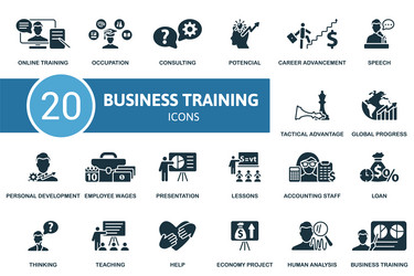 Commercial training icon set monochrome simple Vector Image