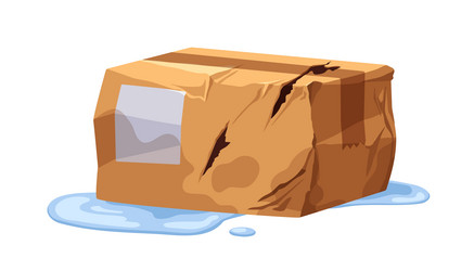 Damaged torn cardboard box parcel creased Vector Image