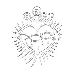 Sacred heart jesus drawing Royalty Free Vector Image