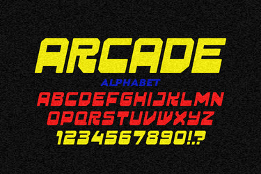 Pixel retro font 8-bit alphabet Royalty Free Vector Image