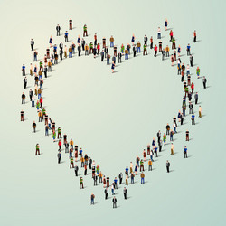 Group of people in the heart Royalty Free Vector Image