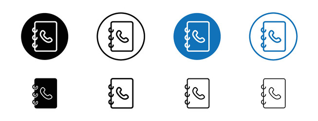 Phonebook icon set contact book directory symbol Vector Image