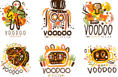 Voodoo and magic labels design set Royalty Free Vector Image