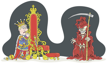 Angry king and death with its scythe Royalty Free Vector