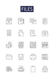 Files and documents line icons and signs Vector Image