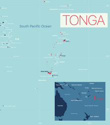 Tonga map Royalty Free Vector Image - VectorStock