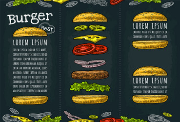 Fast food ingredients for hamburger cheeseburger Vector Image