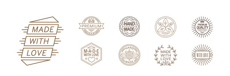 Handmade and made with love emblem and label Vector Image