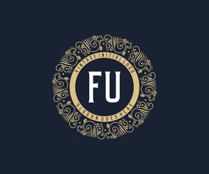 Initial fu antique retro luxury victorian Vector Image