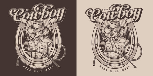 Real cowboys vintage flyer monochrome Royalty Free Vector