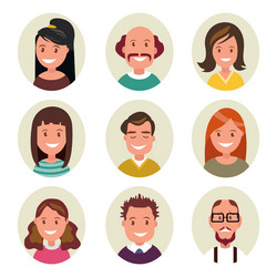Set avatars happy smiling people Royalty Free Vector Image