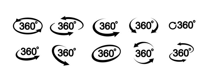360 degrees view related sign set isolated Vector Image