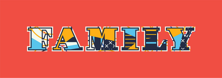 Family concept colorful word art Royalty Free Vector Image