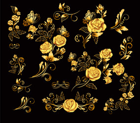Frame with gold roses Royalty Free Vector Image