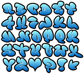 Graffiti bubble fonts with gloss and outline Vector Image